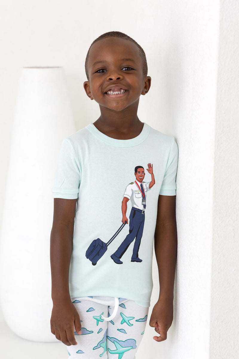 Pilot Boys Pajamas, Light Blue, Size 2-14 | Indy Mindy Pajamas