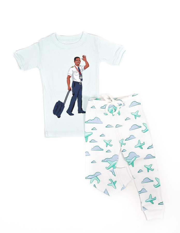 Pilot Boys Pajamas, Light Blue, Size 2-14 | Indy Mindy Pajamas
